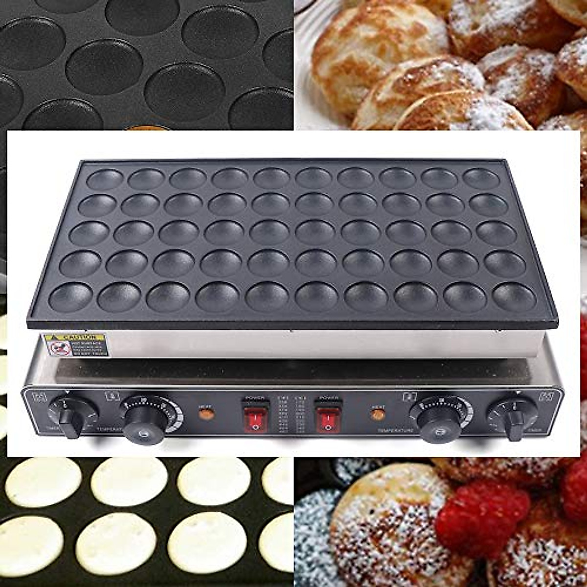 Electric Commercial Waffle Maker Machine 50pcs Nonstick Waffle Iron 1700W Mini Dutch Pancakes Waffle Maker Baker for Restaurant Bakeries Snack Family, Timer and Temperature Control (50 Grids, 1700W 110V)