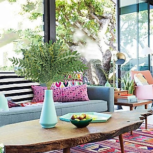 Phliofd 3pcs Artificial Greenery Stems Fake Ferns Plants 23.6'' Tall, Faux Leaves Shrubs Branches for Outdoor Wedding Flower Arrangements Home Garden Table Centerpiece Spring Summer Decor Green