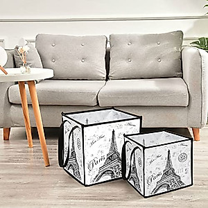 xigua Eiffel Tower Foldable Storage Bins Collapsible Storage Basket for Home Closet,Bedroom Drawers,Nursery,Toys Organizer,Shelf Cabinet