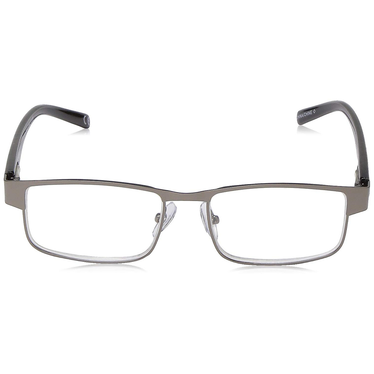 Foster Grant mens Leo Square Glasses Reading Glasses, Gunmetal/Transparent, 59 mm US