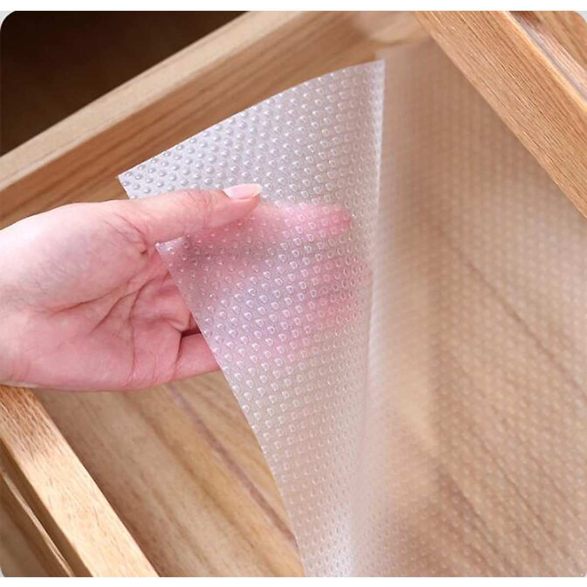 Soqool 8 PCS Refrigerator Mats Fridge Shelf Mats Kitchen Shelf Liners Drawer and Cabinet Liners Washable Table Placemats, Easy to Clean (2Green+ 2Blue+ 2Pink+ 2White)