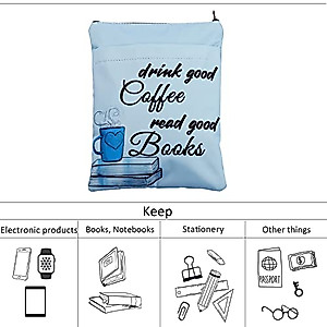 Gzrlyf Coffee Book Sleeve Drink Good Coffee Read Good Books Zipper Pouch Coffee Lover Gift Book Protector Sleeve Reader Gift (Drink Coffee Read Books)