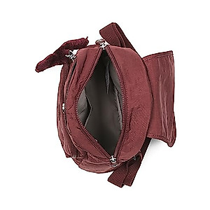 Kipling Women's Marigold Small Backpack, Adjustable, Removable Crossbody Strap, Nylon Travel Organizer, Intense Maroon B, 9''L x 11.75''H x 5''D