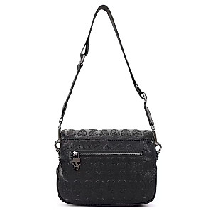 XingChen Women Skull Print Shoulder Bag Punk Purse Gothic Satchel Fashion Crossbody Bag Black Handbag Tote with Chain
