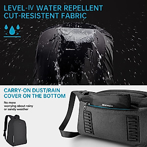 KOPACK Security Backpack, 15.6 Inch Laptop Backpack with Hidden Anti-Theft Zipper and USB Port, Stylish Waterproof Business College Travel Commuter Backpack, with Rain Cover-Grey Black Bag