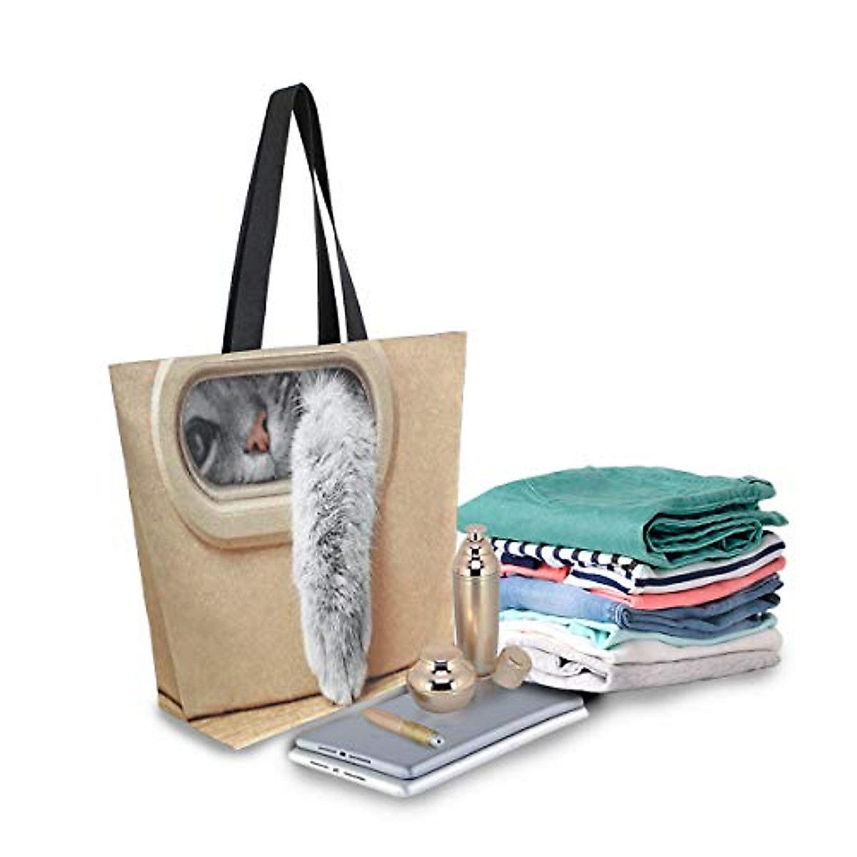 Canvas Tote Bag Lovely Animal Cat Large Handbags Reusable Multi Purpose Tote Strong Durable for Woman Man
