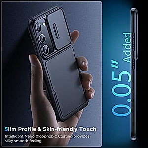 Simtect Compatible with Samsung Galaxy S23 Case with Camera Cover [12FT Mil-Grade Shockproof] [Anti-Scratch& Anti-Fingerprint]Slim Protective Silicone Bumper Phone Case for Samsung S23 Case 6.1" Black