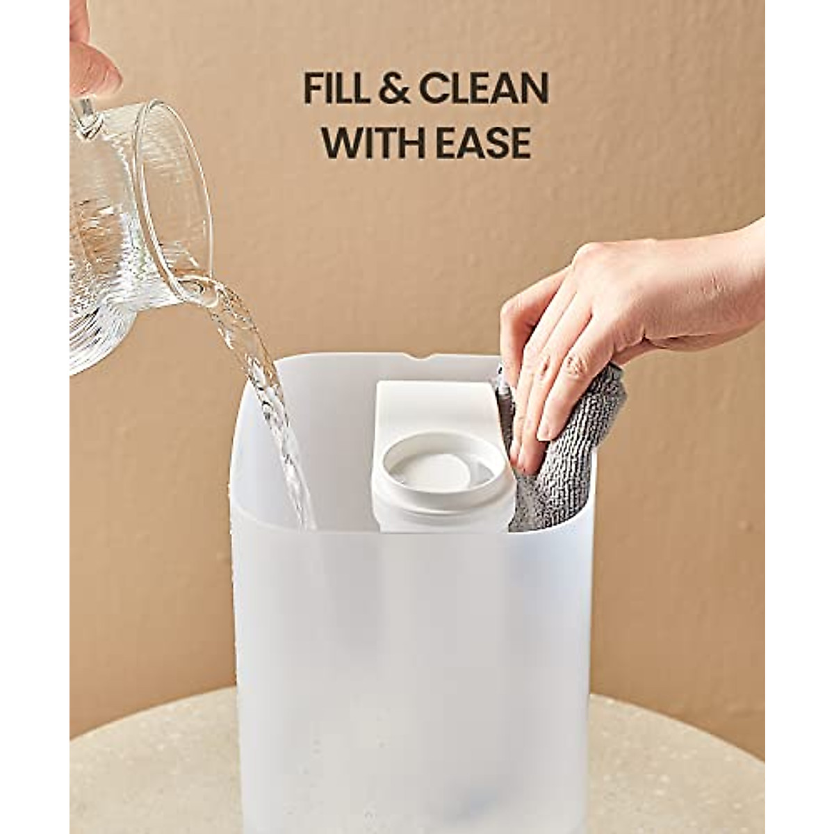 raydrop Humidifiers for Bedroom, 2.5L Top Fill Cool Mist Humidifiers for Home, Large Room, Baby, and Plant, Essential Oil Diffuser with Cycling 7 Color Lights, 360° Nozzle, Auto Shut-Off, White