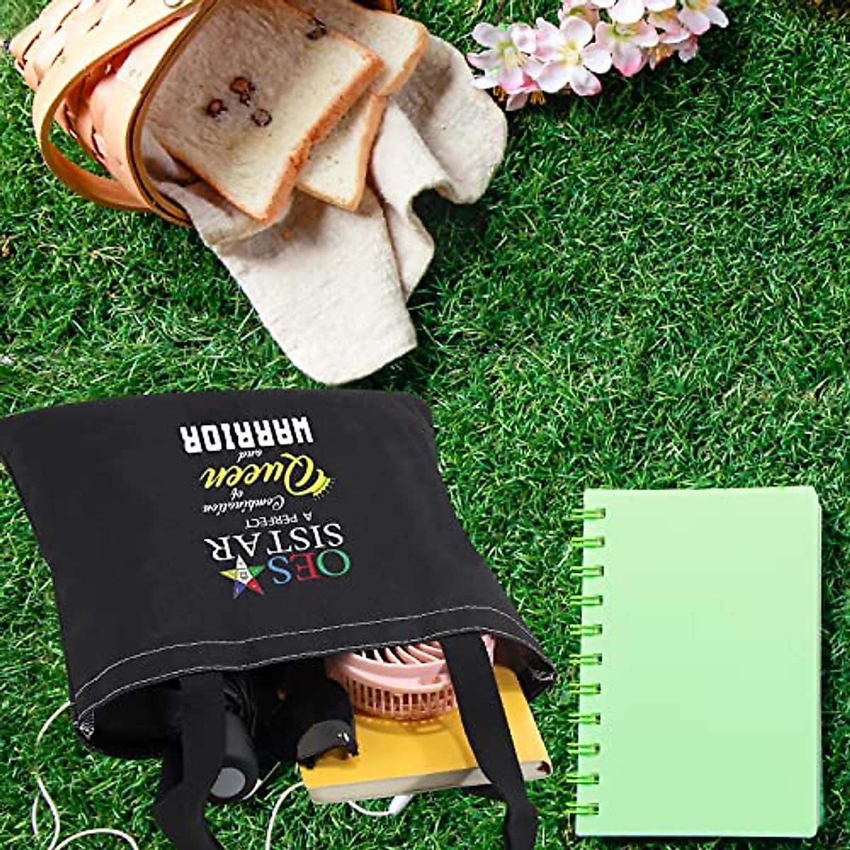 CMNIM OES Tote Bag for Women Sorority Sisterhood Shoulder Bag Gifts for OES Sistar Is A Perfect Combination Of Queen And Warrior (OES Queen Black Tote Bag)