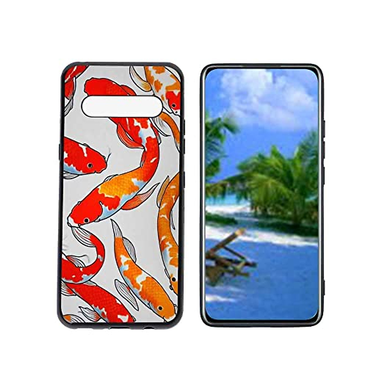 HEOLCULWO Compatible with LG V60 ThinQ 5G Phone Case, Koi-Fish-25 Case Silicone Protective for Teen Girl Boy Case for LG V60 ThinQ 5G