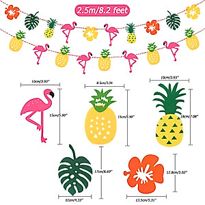 Anwyll Summer Hawaiian Party Decorations Set, Tropical Flamingo Banner Party Decorations,Hanging Paper Fans,Honeycomb Balls, Pineapple Decorations For Summer Luau Beach Party, Birthdays, Wedding
