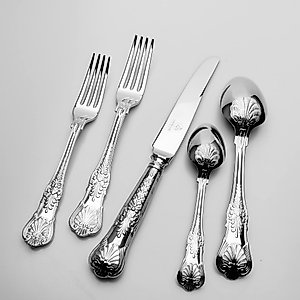 OTW PAVILION 40 Piece Flatware Set For 8, 18 10 Stainless Steel Silverware Set, Classic imperial design, Knife/Fork/Spoon & Long Teaspoon/Salad Fork Mirror-Polished Dishwasher Safe vintage Cutlery