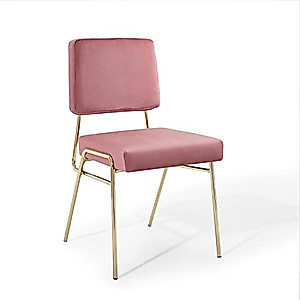 Modway Craft Performance Velvet Dining Side Chair, Gold Dusty Rose