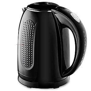 OVENTE Portable Electric Kettle Stainless Steel Instant Hot Water Boiler Heater 1.7 Liter 1100W Double Wall Insulated Fast Boiling with Automatic Shut Off for Coffee Tea & Cold Drinks, Black KD64B
