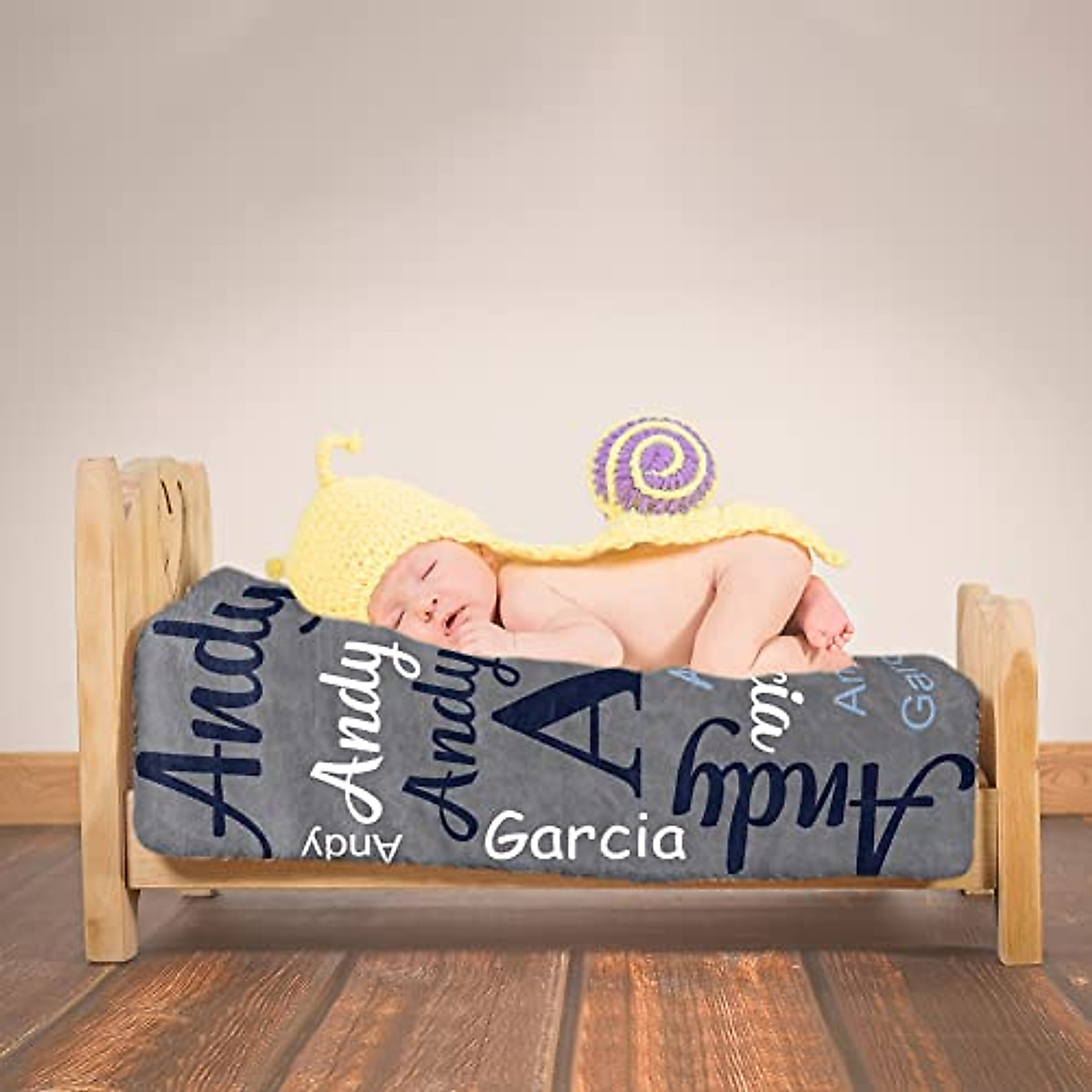 Yoke Style Personalized Baby Blankets for Baby Boys/Girls, Custom Name Initial Swaddle Blanket, Personalized Baby Boy Gifts for Newborn, Toddler, Kids on Baby Shower, Birthday