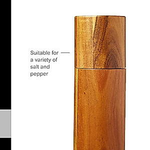 Adhoc Acacia Wood Salt or Pepper Mill - Wood Salt & Pepper Grinders with an Aroma Cap - Refillable Spice Tools - Hand Wash Kitchen Gadget - Brown, 5.5"