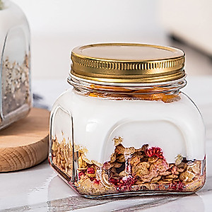 Cedilis 12 Pack 10OZ Airtight Mason Jars, Small Glass Jars with Gold Metal Lids and Bands, Canning Jars Jelly Jars Decorative Jars for Honey, Meal Prep, Jam, Spices, Shower Favors, Wedding favors