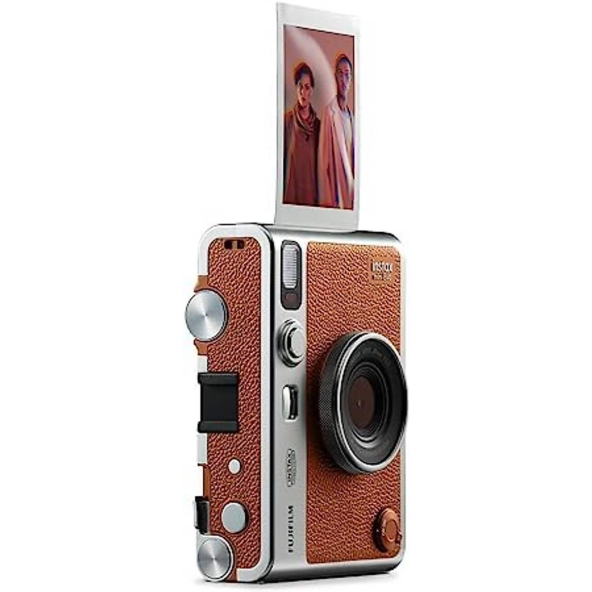 Fujifilm Mini EVO Hybrid Camera (Brown) Instant Film Camera Bundle with 40 Instant Film Sheets + 32GB microSD Memory Card + Small Padded Case + SD Card Reader + Extreme Electronics Cloth