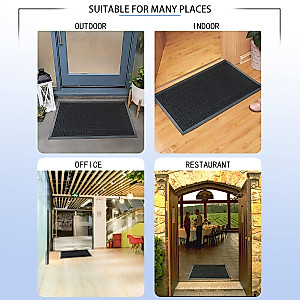 SNLSSTMKDGV Natural Rubber Outdoor Doormat with 'Home' Word Non Slip Ultra Absorbent Scratch Mud Door Mat for Front Door and Back Door, Garage, Garden, High Traffic Areas (Black, 17x29)
