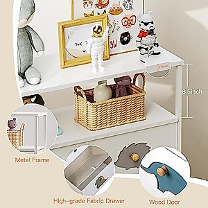 FRAPOW 8 Drawers Kid Dresser with Shelves, Boy Storage Organizer Dresser for Baby Child with Wood Top Metal Frame for Living Room Bedroom Hallway