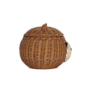 G6 COLLECTION Bear Rattan Storage Basket With Lid Decorative Bin Home Decor Hand Woven Shelf Organizer Cute Handmade Handcrafted Gift Art Decoration Artwork Wicker Bear (Bear Head)