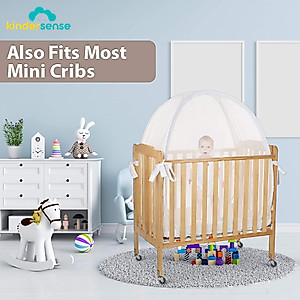KinderSense - Pack N Play Tent Baby Safety Crib Net - Toddler Crib Topper for Playpens & Mini Cribs to Keep Baby from Climbing Out - Breathable Mesh Pop up Net - Mosquito Net Canopy Upgraded