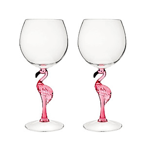 Supreme Housewares Durable Acrylic Plastic Stem Wine Glasses, Set of 2, Reusable Plastic Drinkware, BPA-free, Shatter-Proof, Ideal for Wine and Beverage (20 oz, Flamingo)