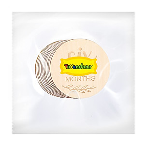 TOYANDONA 14pcs Wooden Baby Monthly Milestone Cards, Double Sided Baby Milestone Discs for Photo Props Baby Shower