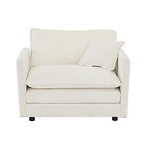 KIVENJAJA Chenille Single Sofa Chair, 41.4”W Oversized Accent Chairs, Modern Upholstered Deep Seat Comfy Armchair with Pillow for Living Room Bedroom Office Apartment, Beige