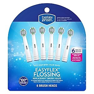 Berkley Jensen Replacement Toothbrush Heads Easy Flex Flossing (Pack of 6) Compare to Oral-B Floss Action Brush Heads, Compatible with Most Oral-B Electric toothbrushes