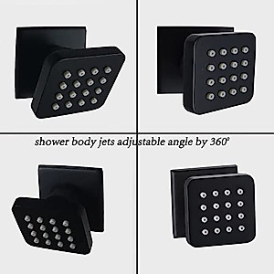 2 Inch Brass Shower Body Sprayer Jets for Bathroom Accessories NPT 1/2” Matte Black DSJ02BR02-B