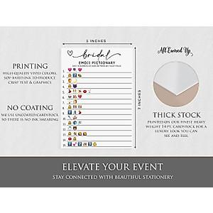 All Ewired Up 50 Bridal Shower Games Emoji Pictionary (50-Cards) Fun Wedding Game Activity, Decorations, Engagement Party, Rehearsal Dinner, Minimalist Script