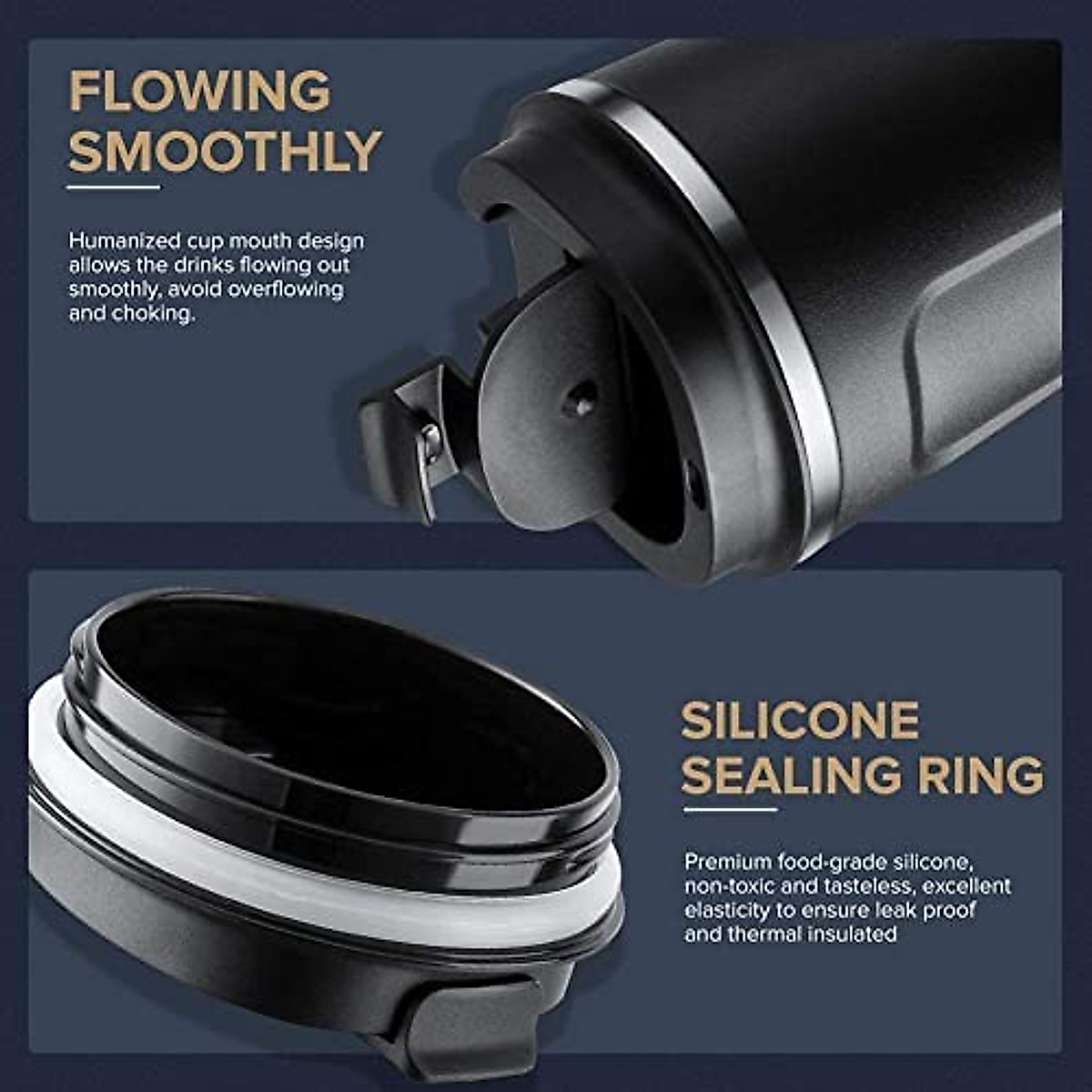 grow vitamin Travel Coffee Mug, Vacuum Insulated Tumbler Double Wall Stainless Steel Coffee Thermal Cup with Screw Lid - Spill Proof - 17 Oz