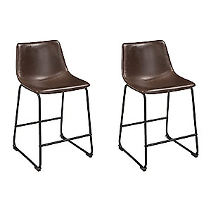 Signature Design by Ashley Centiar 24" Counter Height Modern Bucket Barstool 2 Count, Brown