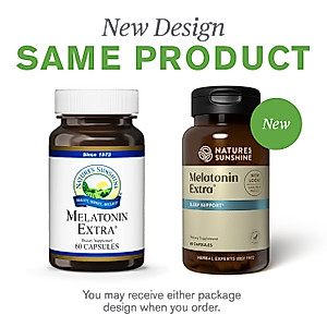 Nature's Sunshine Melatonin Extra 3mg, 60 Capsules | Melatonin Capsules to Encourage Restful Sleep and Help Fight Jet Lag by Promoting the Body's Natural Sleep Rhythm