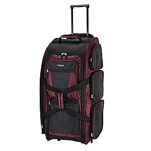 Travelers Club Xpedition 30 Inch Multi-Pocket Upright Rolling Duffel Bag, Crimson Red, 30" Suitcase