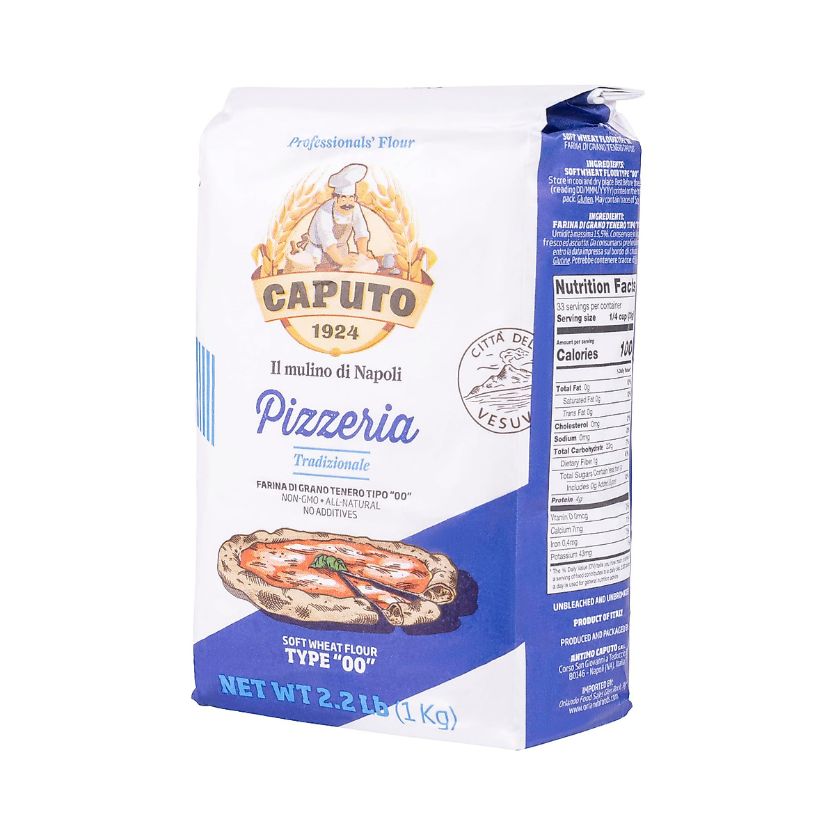 Antimo Caputo Pizzeria 00 Flour (Blue) 2.2 LB - Pack of 2 (Total 4.4 LBS)