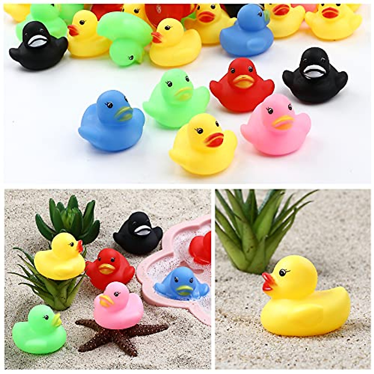 50 Pack Multicolor Mini Rubber Ducky Float Ducks Baby Bath Toy, Great for Jeep Ducking, Shower, Birthday Party, Carnival Game Gift(1.6"x 1.5" x 1.2". 6 Colors)