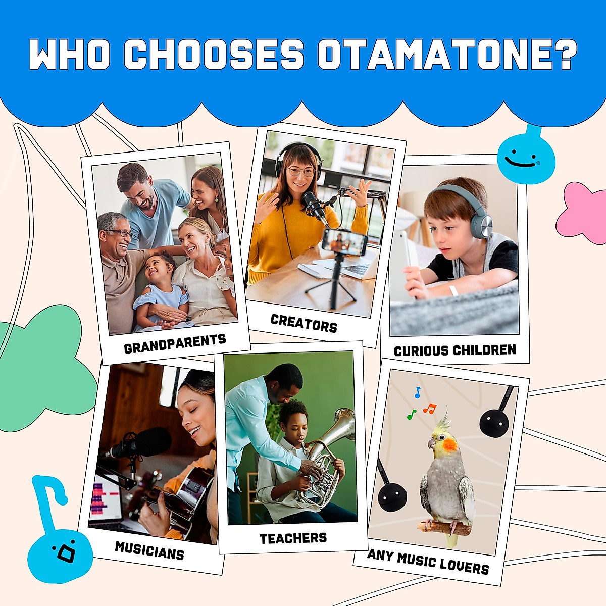 Otamatone Japanese Electronic Musical Instrument Portable Music Synthesizer from Japan by Maywa Denki Studio Award Winning, Educational Fun Gift for Children, Teens & Adults - Black