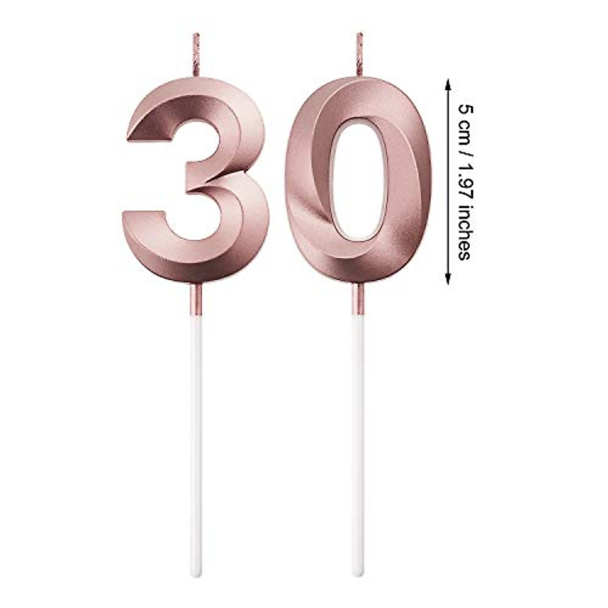 BBTO 30th Birthday Candles Cake Numeral Candles Happy Birthday Cake Topper Decoration for Birthday Party Wedding Anniversary Celebration Supplies (Rose Gold)