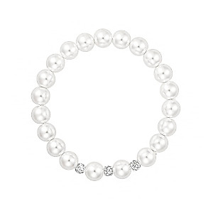 LZMEI White 8mm Glass Pearls Necklace Bracelet Earring Jewelry 3 Set Wholesale for Women Girls (14.5inch)