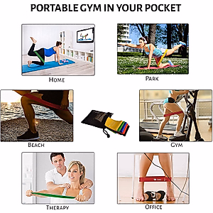 Limm Resistance Loop Exercise Bands - Set of 5 Stretch Bands for Working Out with Instruction Guide & Carry Bag - Elastic Band for Home Workout & Physical Therapy for Women and Men 12" x 2"