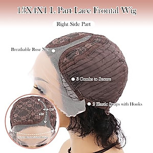 WIGER Short Lace Front Wigs Human Hair for Women Short Curly Bob Wig Black Wavy Lace Wig Black Pixie Cut Wig Brazilian Virgin Human Hair Curly Wigs 180% Density Side Part