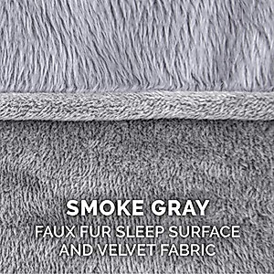 Furhaven Orthopedic Dog Bed for Medium/Small Dogs w/ Removable Bolsters & Washable Cover, For Dogs Up to 35 lbs - Faux Fur & Velvet Sofa - Smoke Gray, Medium