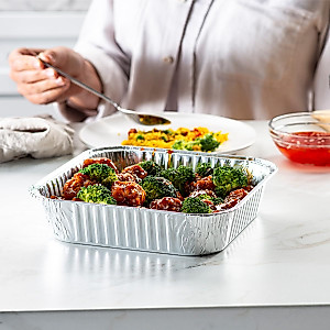 GUSTO [25 Sets 8-Inch Square Foil Pans (Lids Not Included) - Aluminum Pans, Disposable Food Containers For Baking, Cooking, Storing and Preparing Food (Formerly Comfy Package)