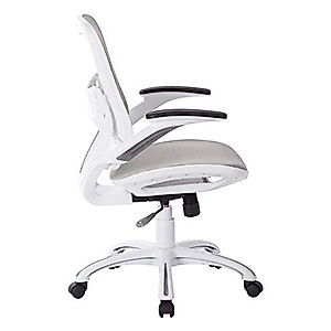 Office Star Ventilated Manager's Office Desk Chair with Breathable Mesh Seat and Back, White Base, White