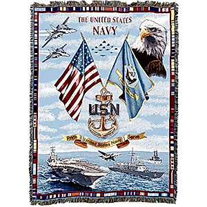 Pure Country Weavers PCW - US Navy Blanket - Gift Military Tapestry Throw Woven from Cotton - Made in The USA (72x54)