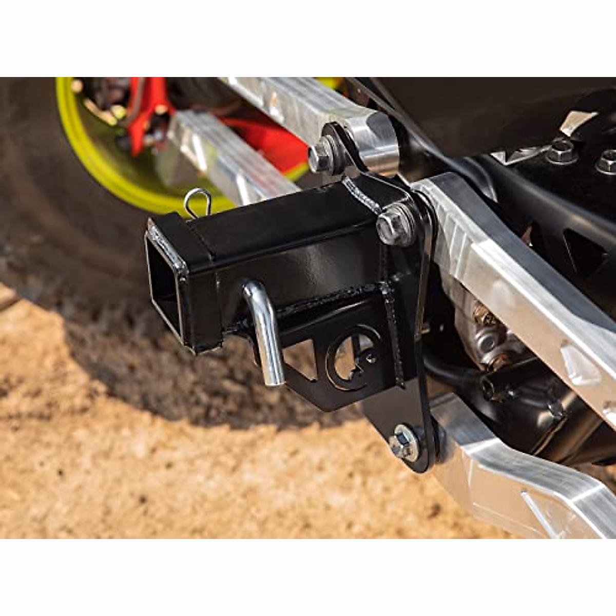 SuperATV Black Rear Receiver Hitch for 2022+ Polaris RZR Pro R/Pro R 4 - Fits Standard 2" Attachments | 3/16" Heavy-Duty Steel | Cotter & Hinge Pins | Access Hole to Change Rear Differential Oil