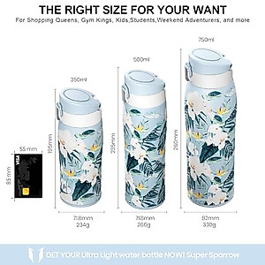 Super Sparrow Insulated Water Bottle Stainless Steel -12oz - BPA-Free Travel Mug - Reusable Kids Water Bottle - Leakproof Metal Flask for Sports, Travel, School