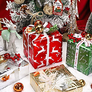 WRAPAHOLIC Christmas Wrapping Paper Roll - Red Green Gold and Silver Snowflakes Trees Holiday Collection with Metallic Foil Shine - 4 Rolls - 30 Inch x 120 Inch Per Roll